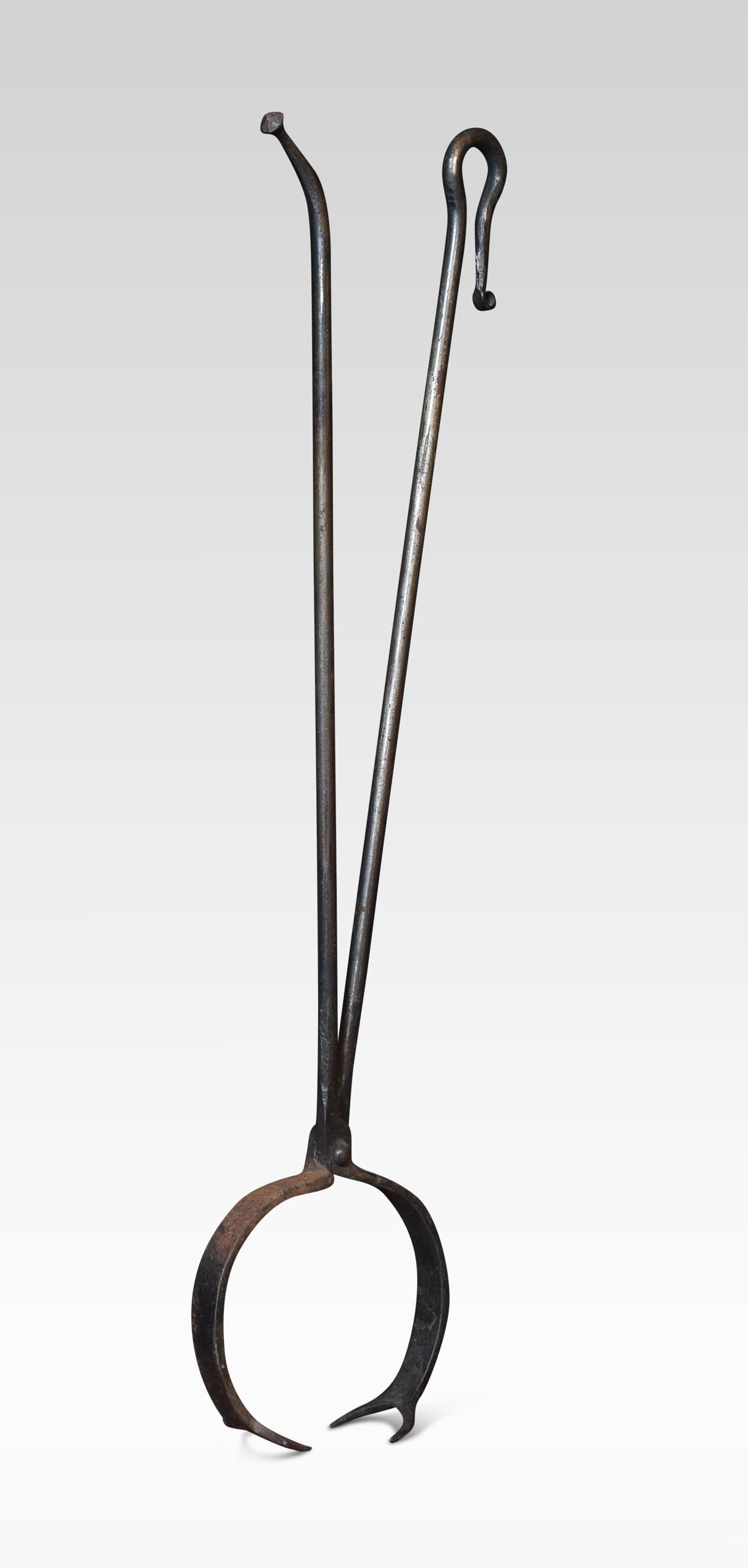 19th century hand forged log grabber For Sale at 1stDibs