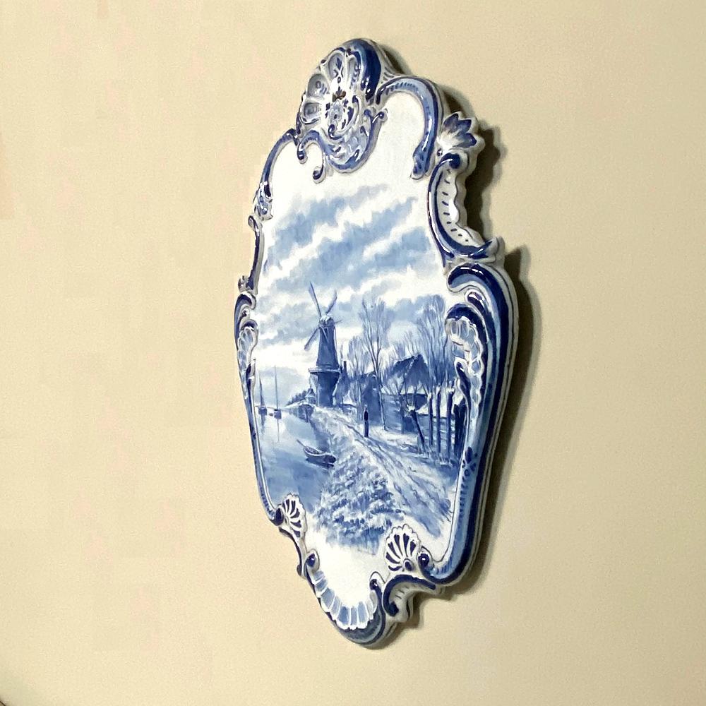 19th Century Hand Painted Delft Blue and White Wall Plaque For Sale at ...