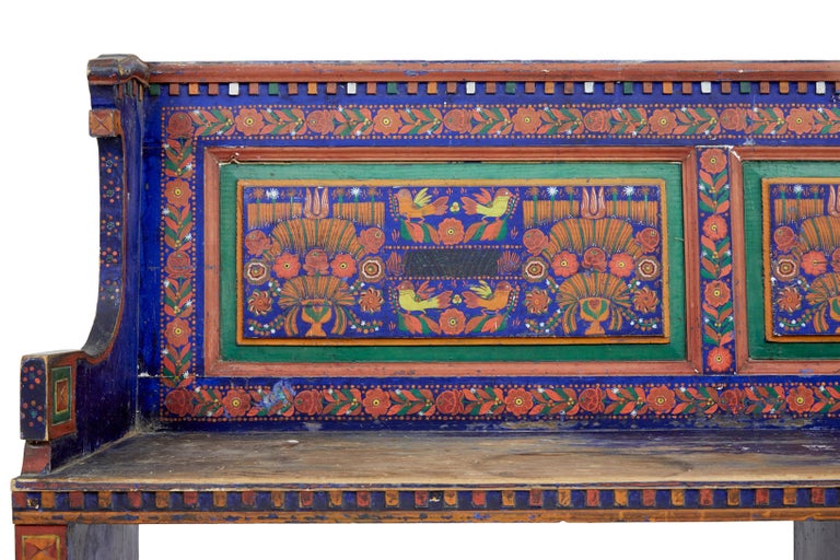 19th Century, Hand Painted Folk Art Corner Seat For Sale at 1stDibs