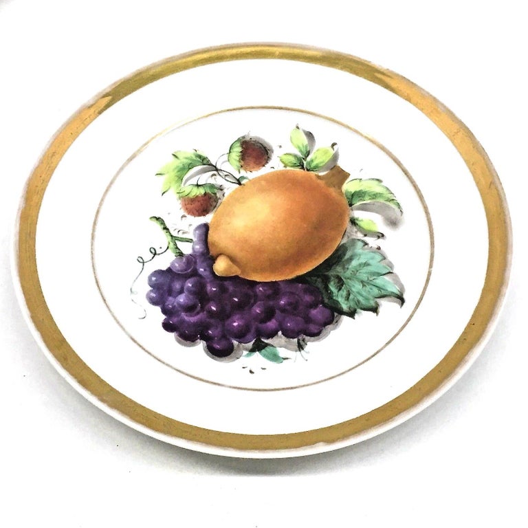 19th Century Hand Painted Fruits Motif Plates, Set of Six, 1860s ...