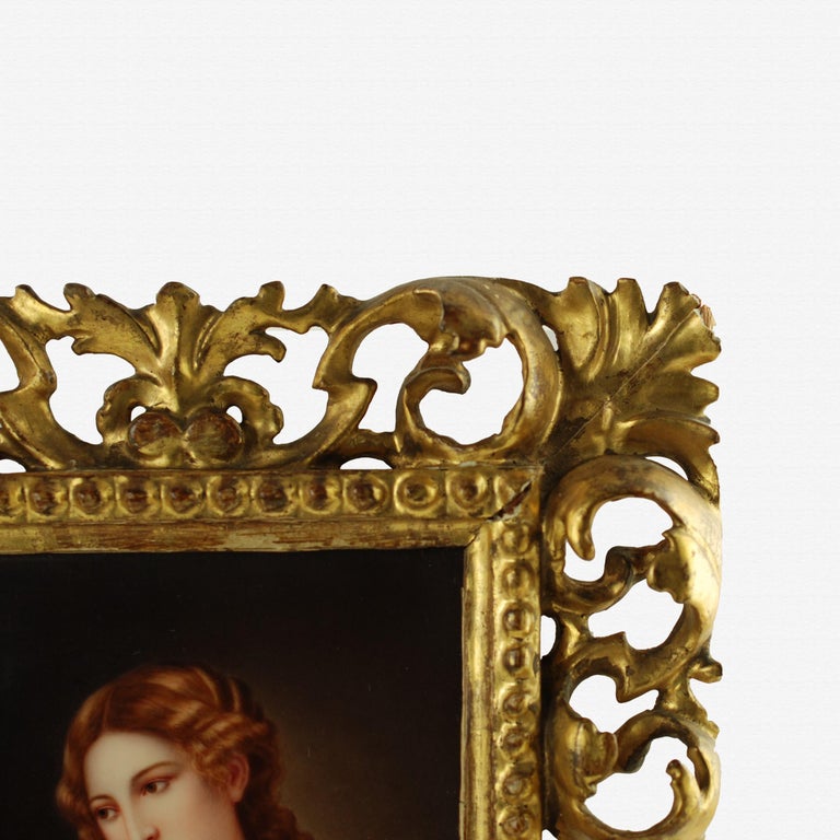 19th Century Hand-Painted Porcelain Plaque, "Flora" after Titian Signed ...