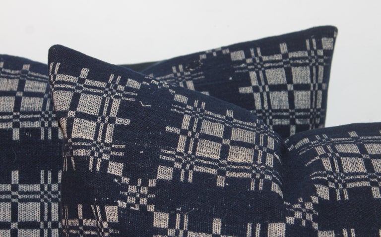 19th Century Hand Woven Coverlet Pillows, Pair at 1stDibs