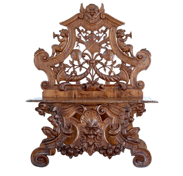 19th Century Heavily Carved Flemish Walnut Decorative Chair For Sale at ...