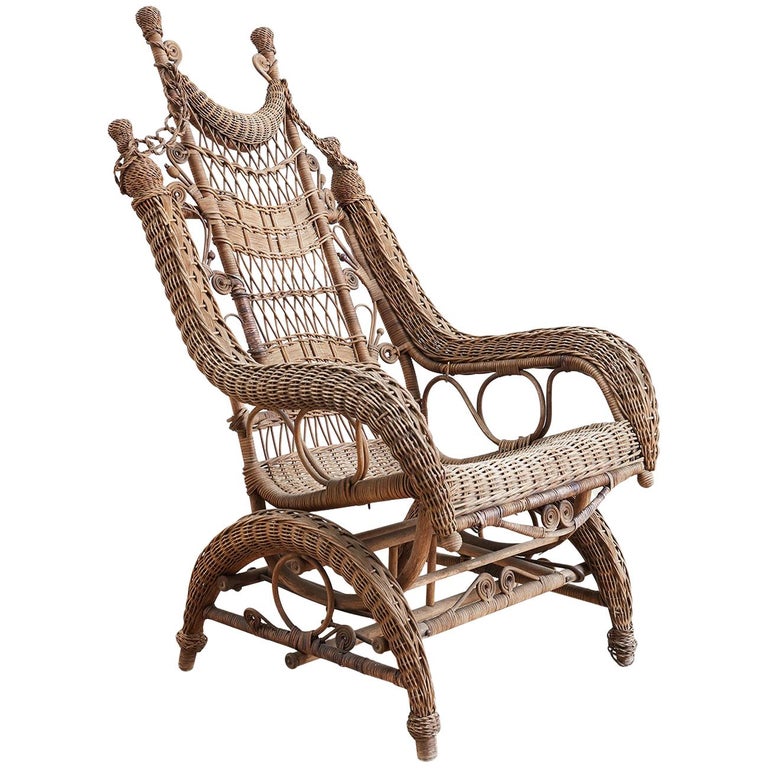19th Century Heywood Wakefield Wicker Platform Rocker at 1stDibs