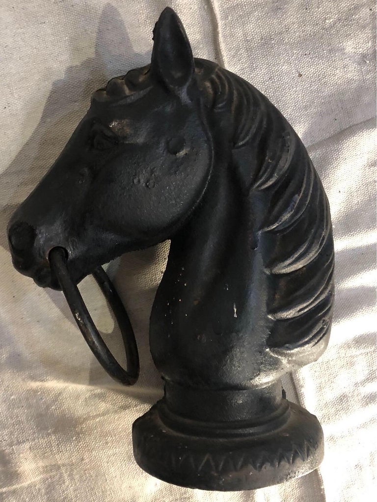 19th Century Horse Head Cast Iron Hitching Post For Sale at 1stDibs