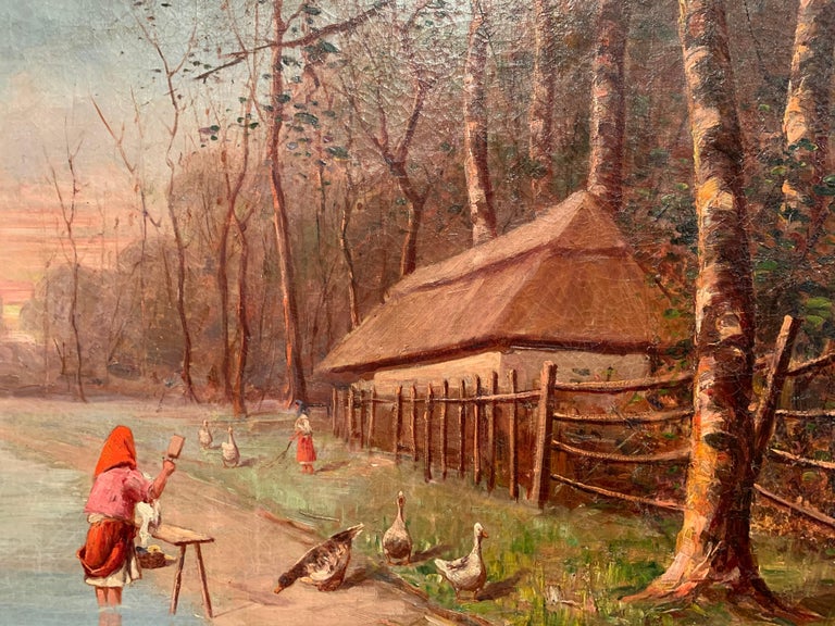 19th Century Hungarian Oil on Canvas Painting in Gilt Frame Signed ...