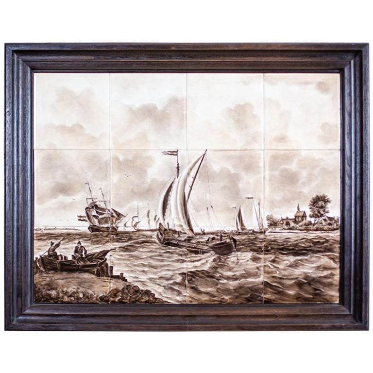19th Century Illustration on Ceramic Tiles For Sale at 1stDibs