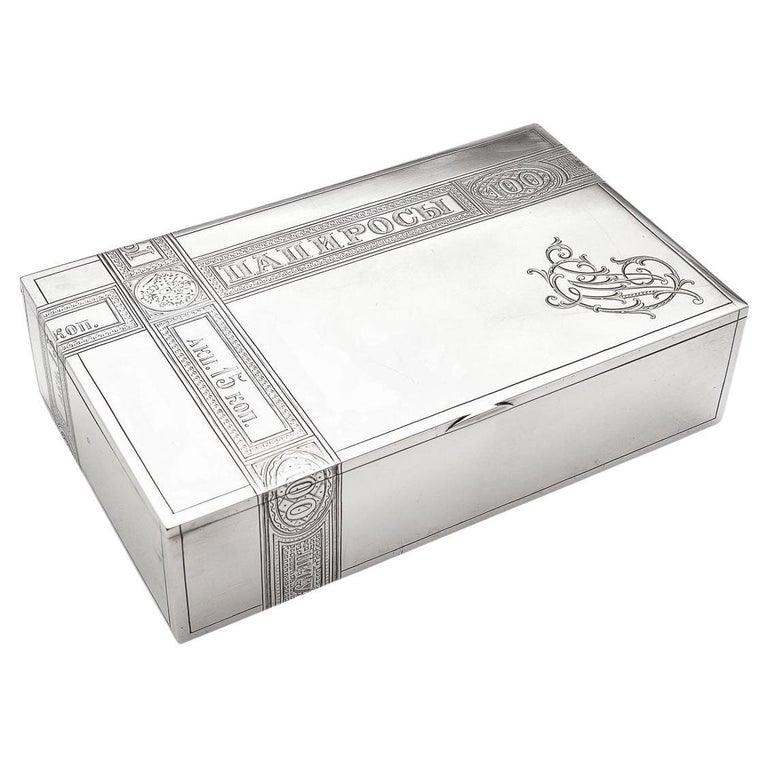 19th Century Imperial Russian Solid Silver Trompe L'oeil Cigar Box, c ...