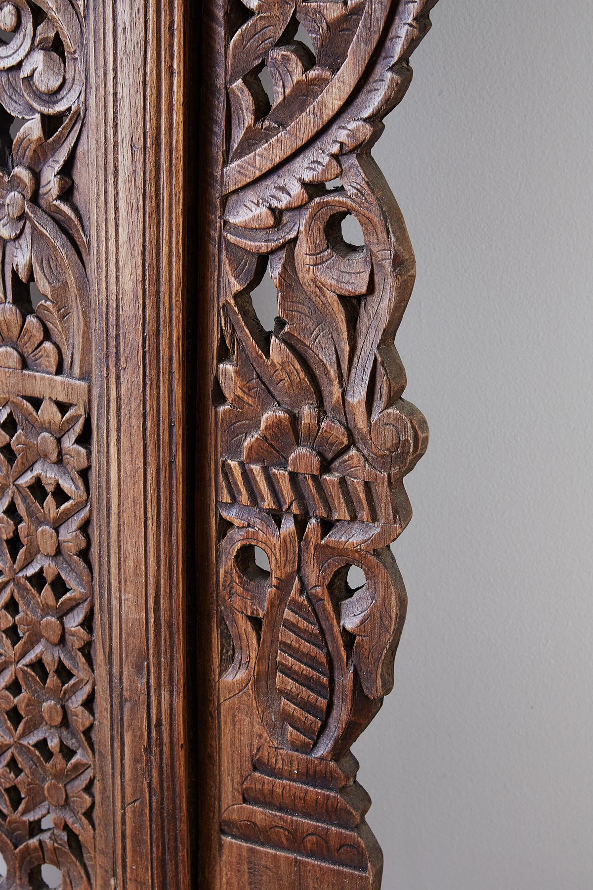 19th Century Indian Carved Wood Panel Window Surround at 1stDibs