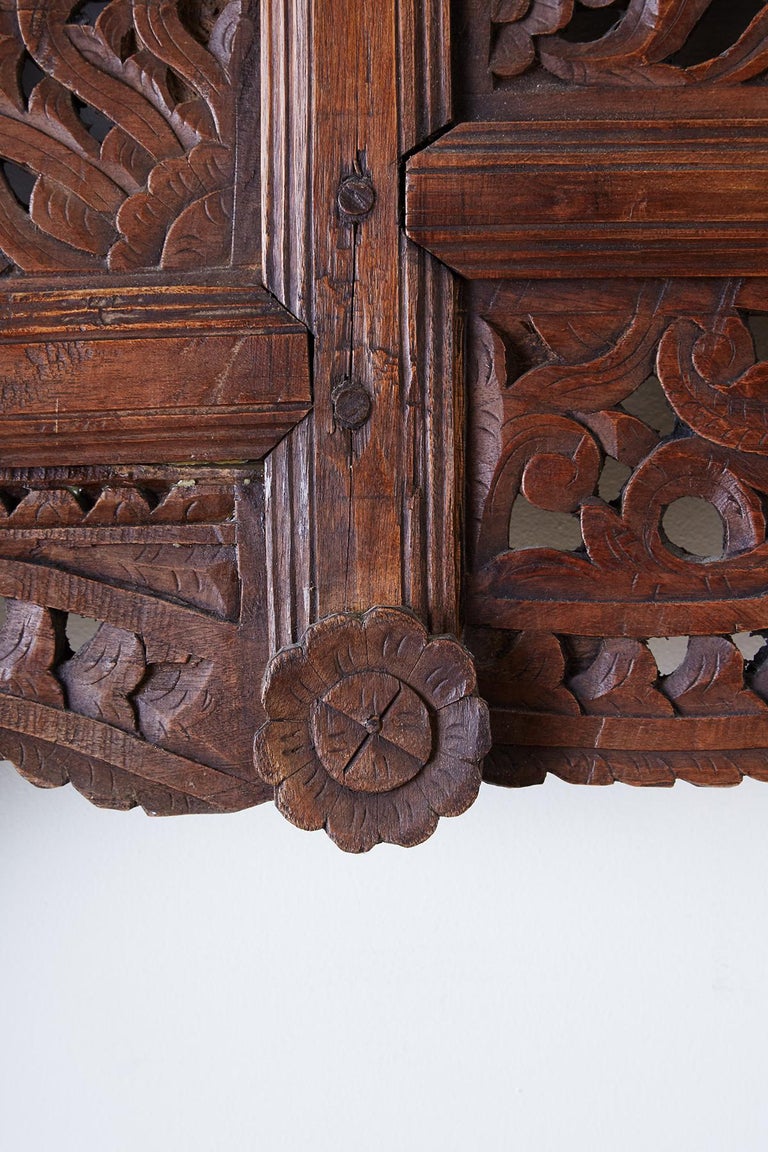 19th Century Indian Carved Wood Panel Window Surround at 1stDibs
