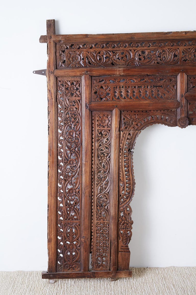 19th Century Indian Carved Wood Panel Window Surround at 1stDibs
