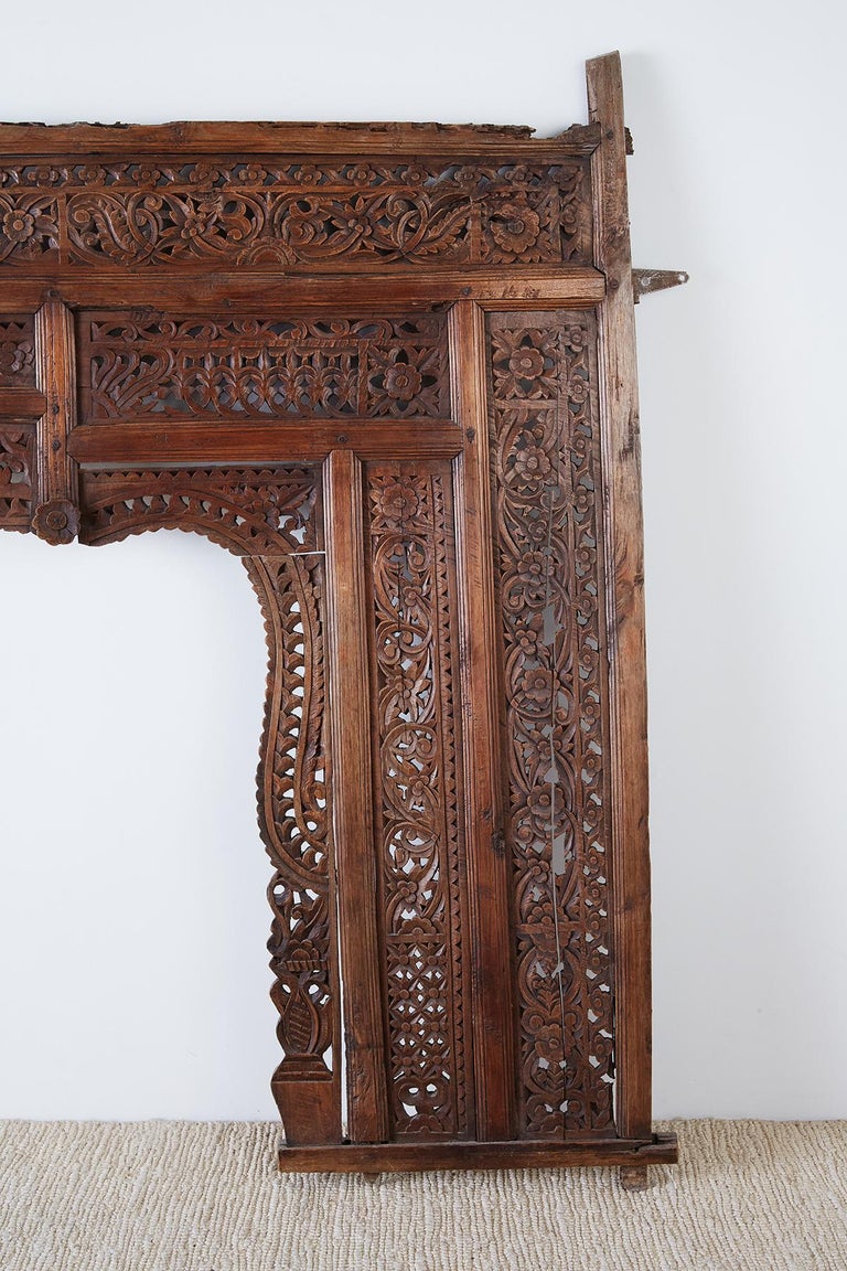 19th Century Indian Carved Wood Panel Window Surround at 1stDibs