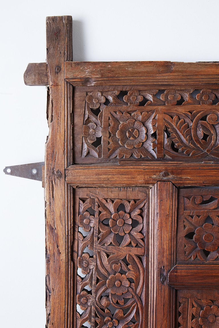 19th Century Indian Carved Wood Panel Window Surround at 1stDibs