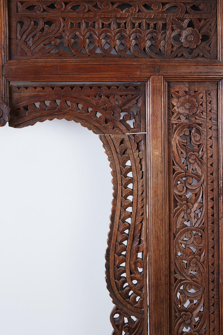 19th Century Indian Carved Wood Panel Window Surround at 1stDibs