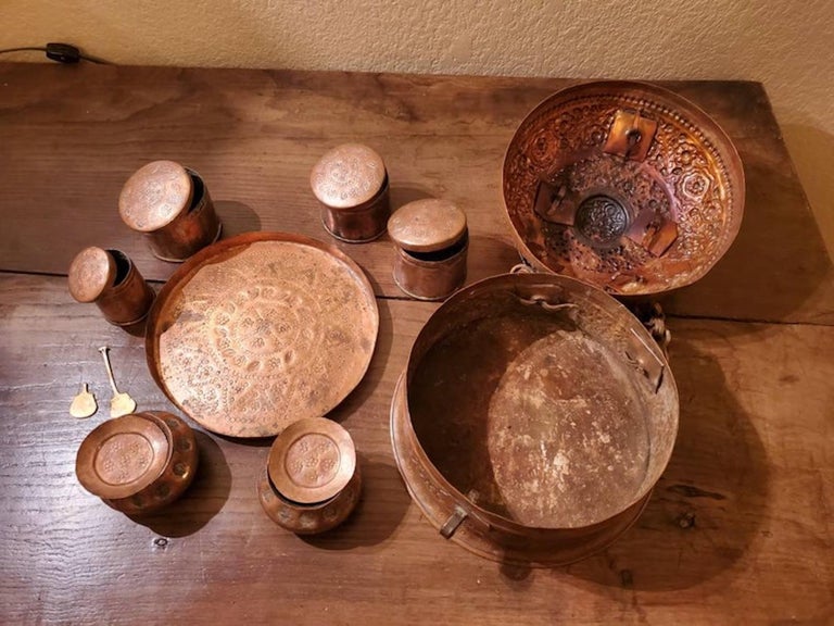 19th Century Indian Hammered Copper and Bronze Betel Nut Paan-Daan ...