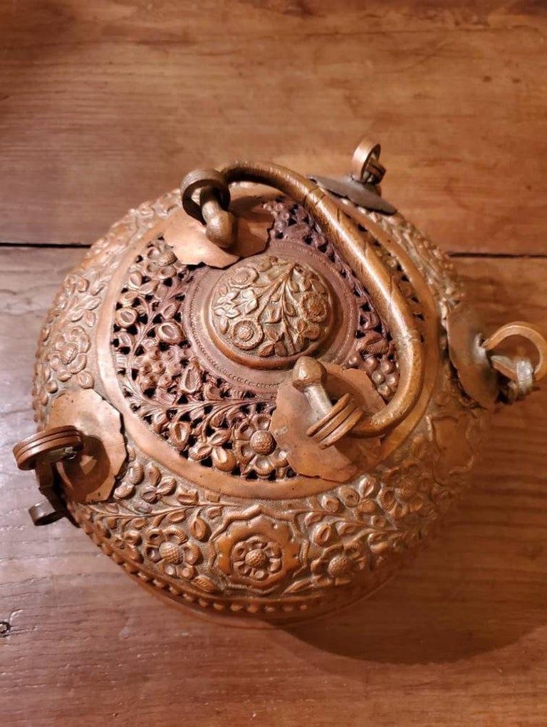 19th Century Indian Hammered Copper and Bronze Betel Nut Paan-Daan ...