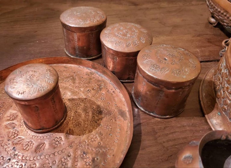 19th Century Indian Hammered Copper and Bronze Betel Nut Paan-Daan ...