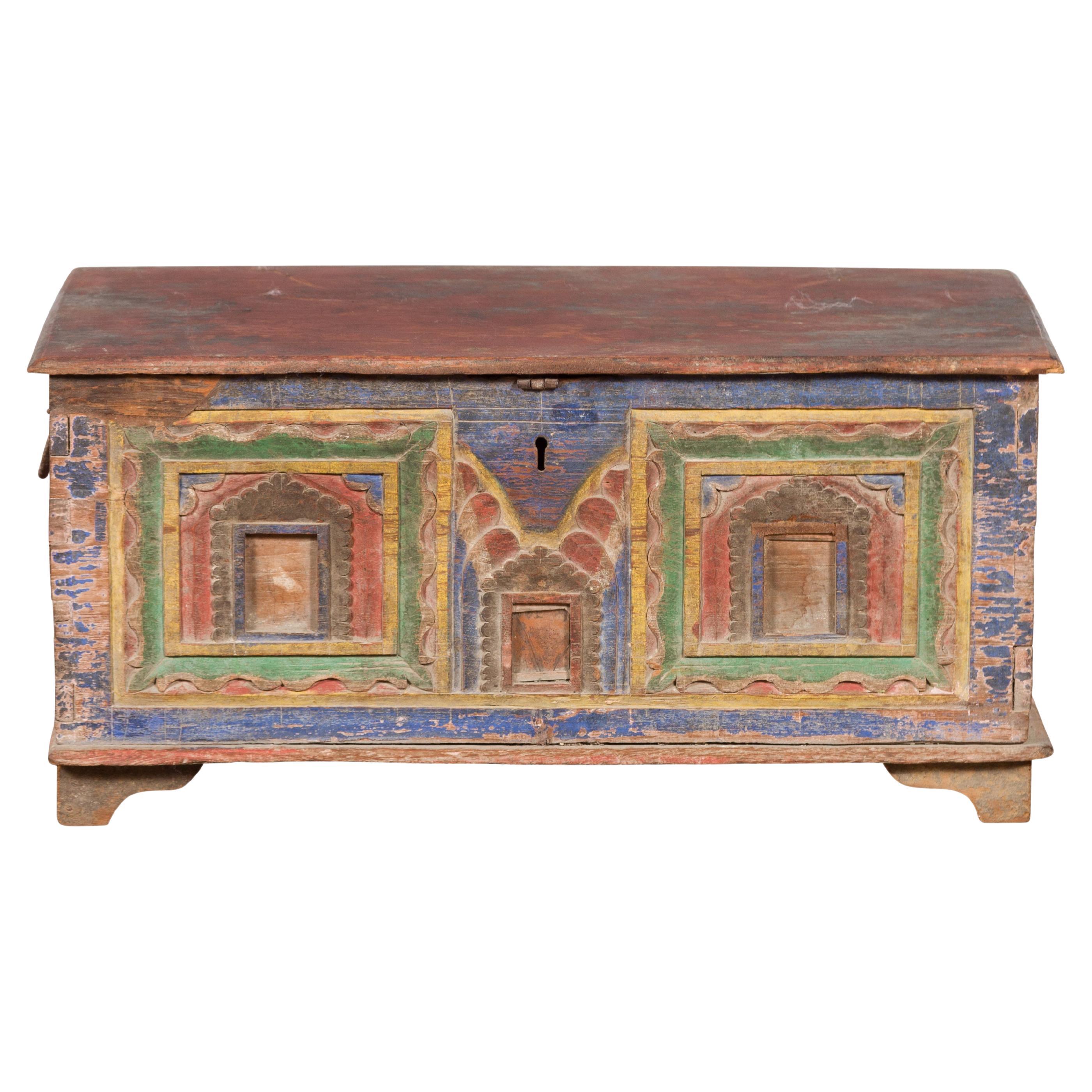 Antique Indonesian Hand-Carved and Painted Trunk with Foliage’s, 19th ...