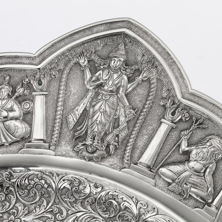19th Century Indian Silver Tray Cooke and Kelvey, Calcutta, circa 1880 ...