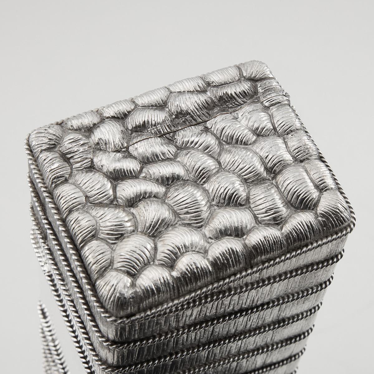 19th Century Indian Solid Silver Cigar Box, Hamilton and Co, circa 1860 ...