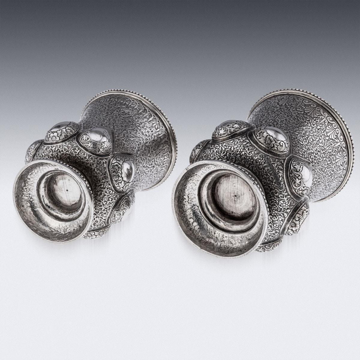 19th Century Indian Solid Silver Coriander Pattern Beakers, Lucknow, c ...