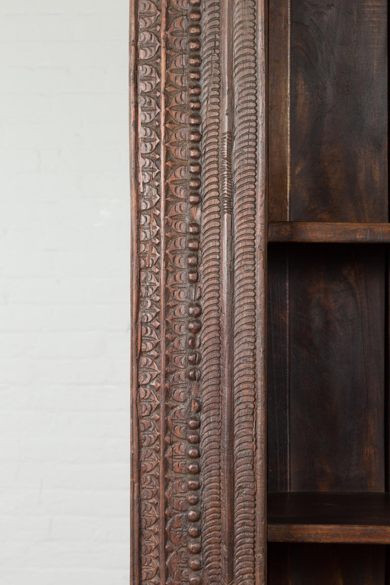 19th Century Indian Wooden Bookcase from Gujarat with Carved Friezes ...