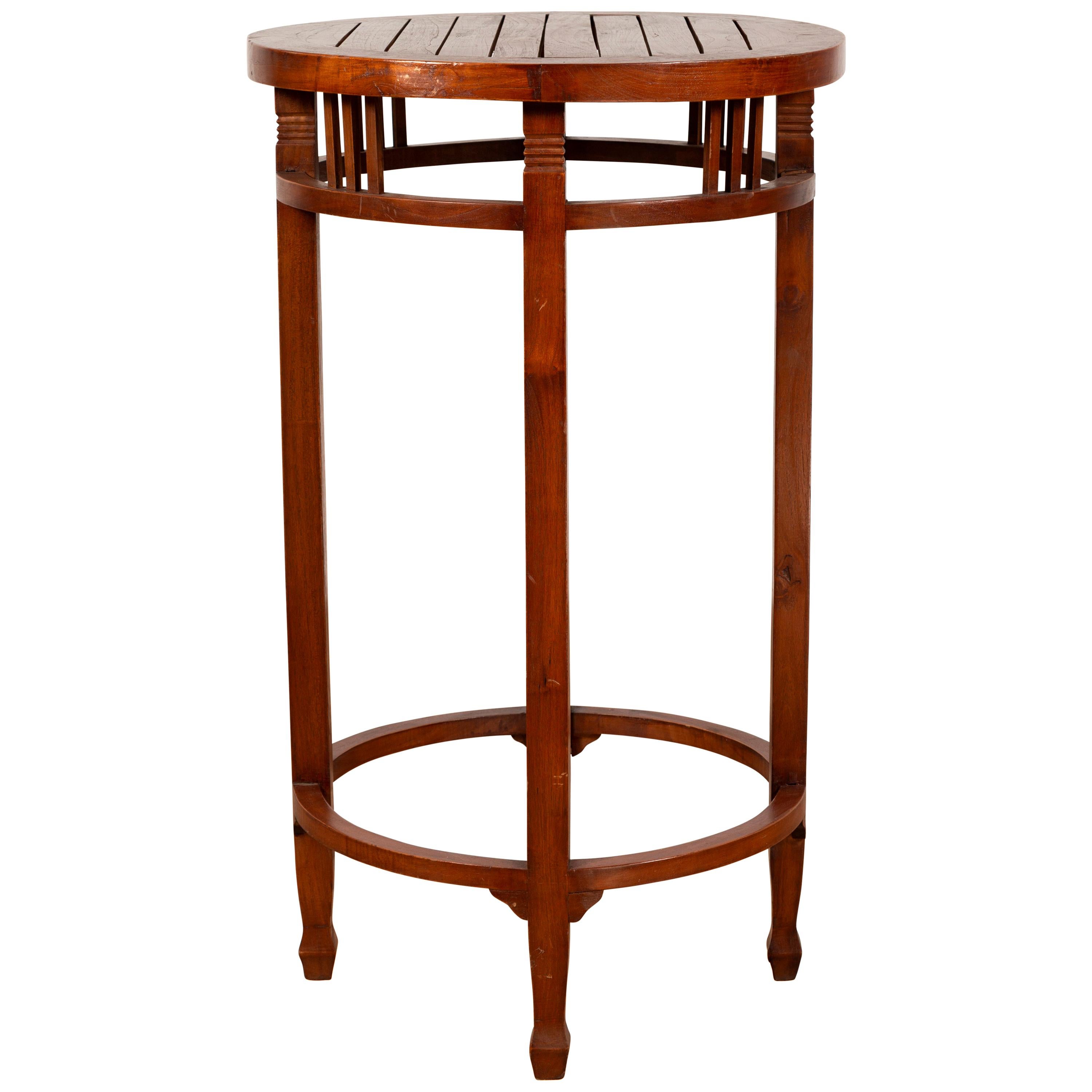 19th Century Indonesian Round Pedestal Table with Pierced Apron and ...