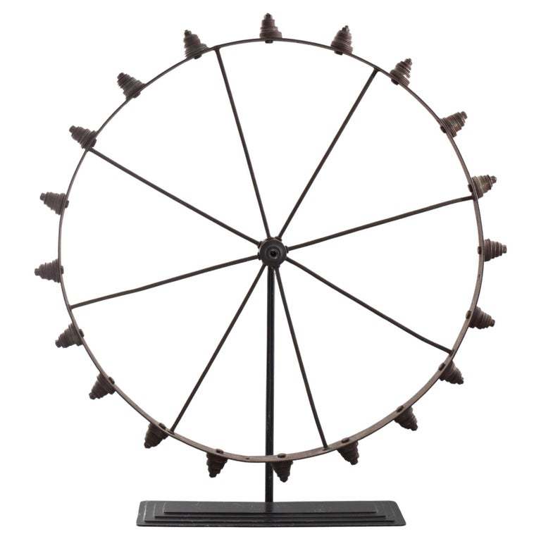 19th Century Industrial Americana Folk Art Iron Wheel on Stand For Sale ...