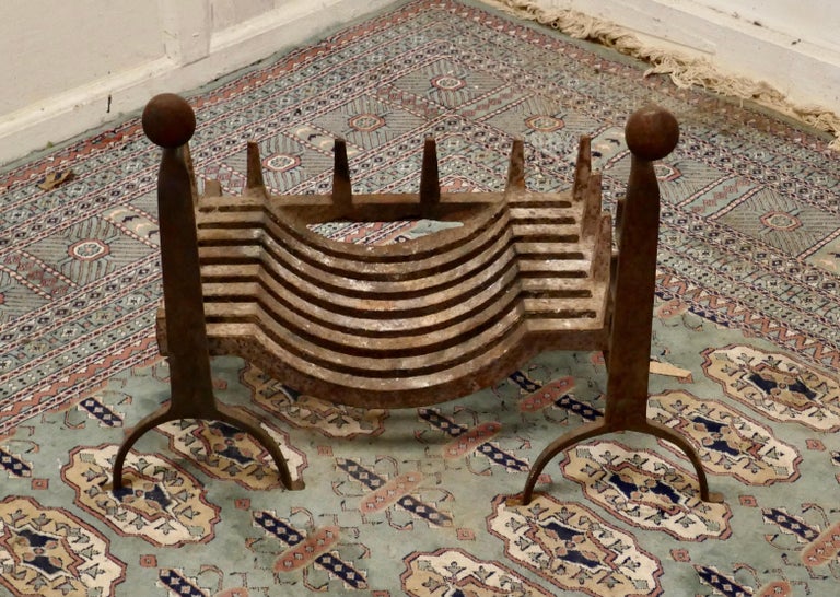 19th Century Inglenook Fire Grate on Andirons at 1stDibs