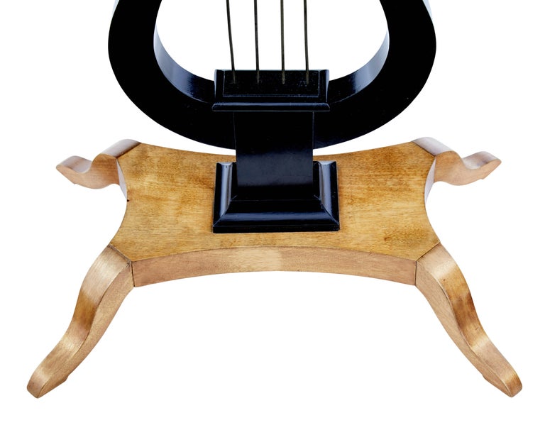 19th Century Inlaid Birch Lyre Form Occasional Table For Sale at 1stDibs