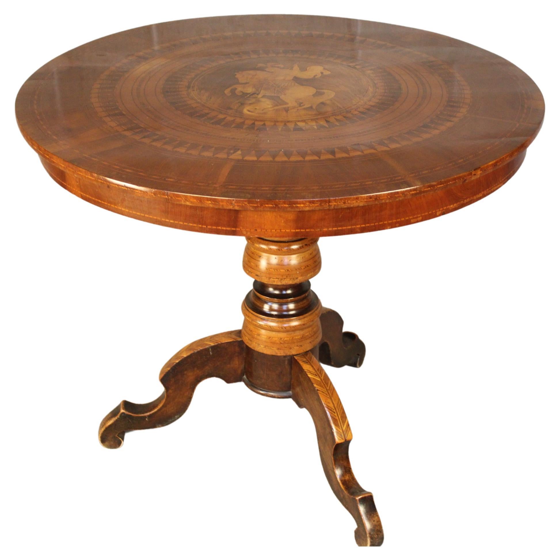 Art Deco Oak Marquetry Round Table Dutch at 1stDibs