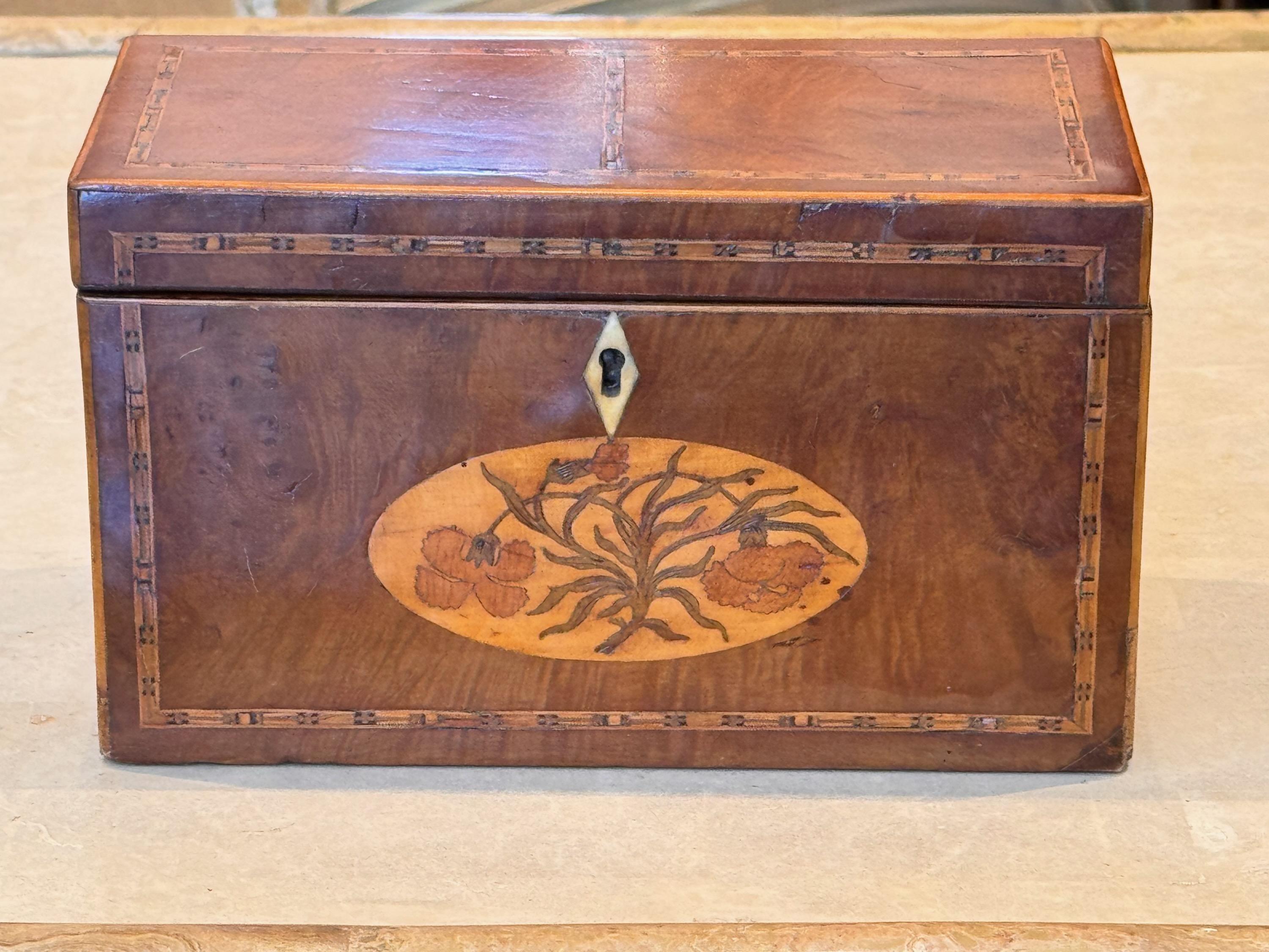 19th Century Inlaid English Tea Caddy For Sale at 1stDibs