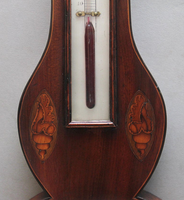 19th Century inlaid mahogany banjo barometer by L Casatelli of ...
