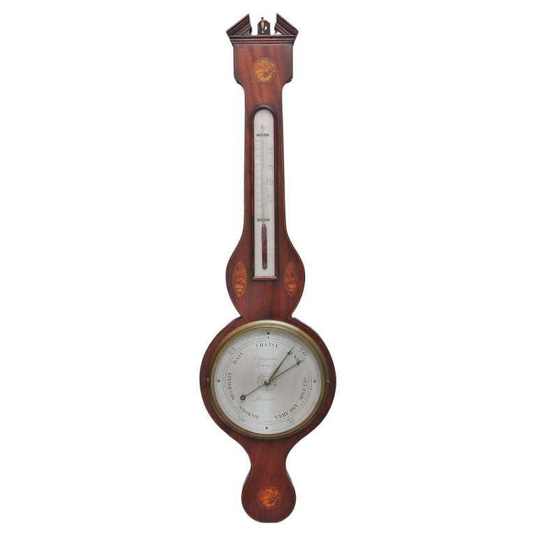 19th Century inlaid mahogany banjo barometer by L Casatelli of ...