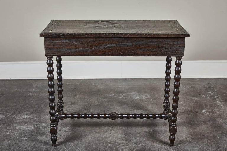 19th Century Inlaid Peruvian Table with Drawers at 1stDibs