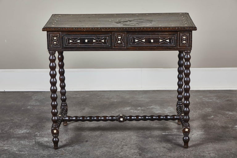 19th Century Inlaid Peruvian Table with Drawers at 1stDibs
