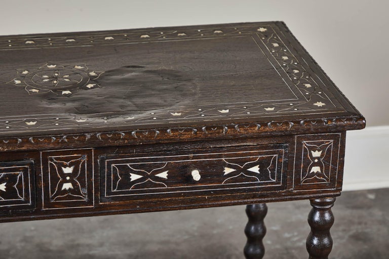 19th Century Inlaid Peruvian Table with Drawers at 1stDibs