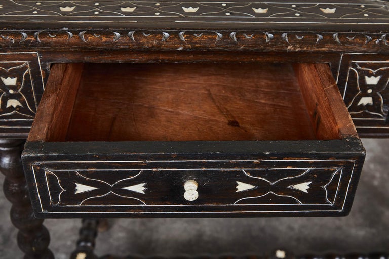 19th Century Inlaid Peruvian Table with Drawers at 1stDibs