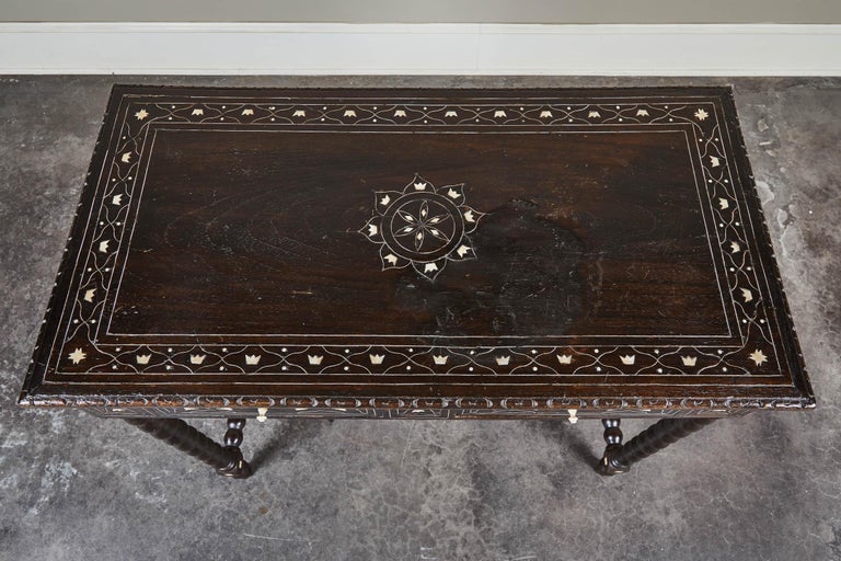 19th Century Inlaid Peruvian Table with Drawers at 1stDibs