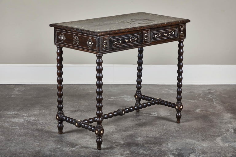 19th Century Inlaid Peruvian Table with Drawers at 1stDibs