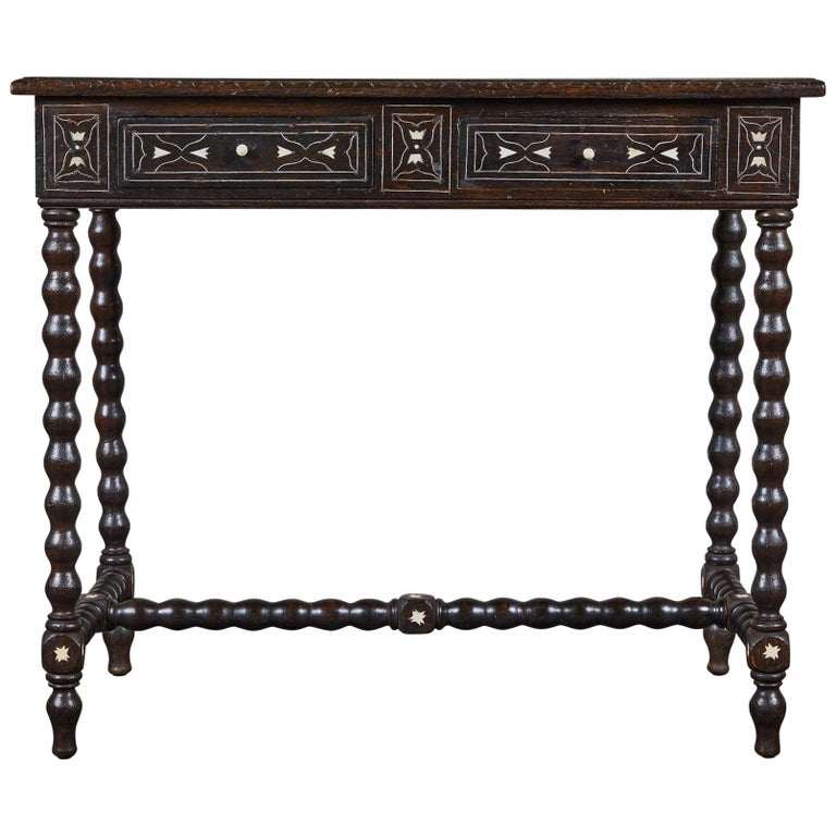 19th Century Inlaid Peruvian Table with Drawers at 1stDibs