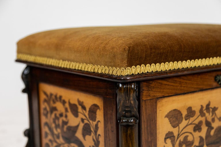 19th Century Inlaid Rosewood Lift Top Stool For Sale at 1stDibs