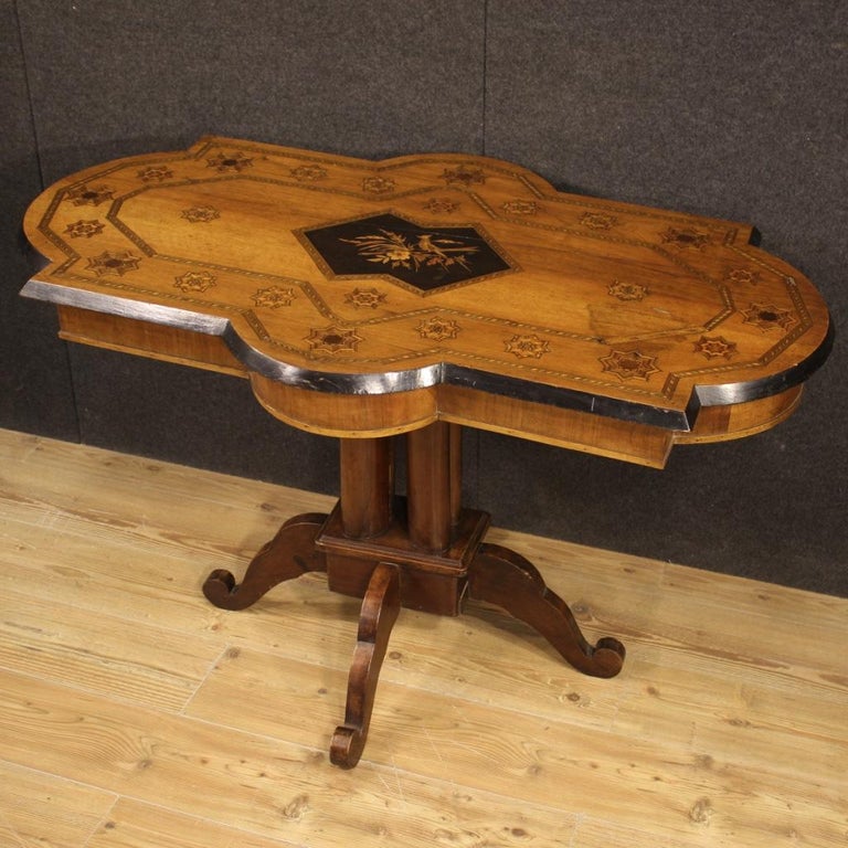 19th Century Inlaid Wood Antique Italian Table, 1880 For Sale at ...