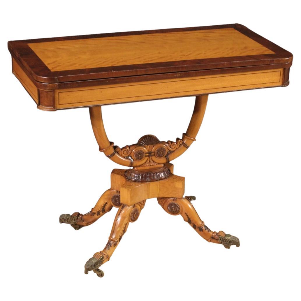 Italian Inlaid Game Table and Four Shell Back Chairs at 1stDibs