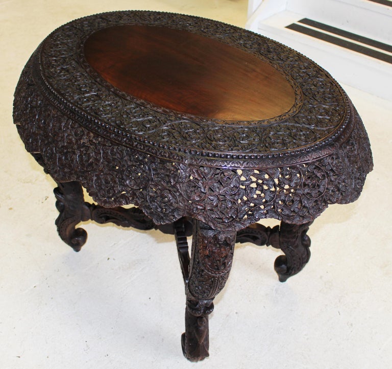 19th Century Intricately Carved Anglo-Indian Center Table For Sale at ...