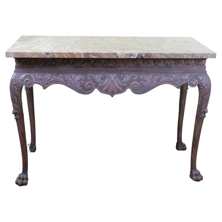 19th Century Irish Chippendale Mahogany Console Table For Sale at 1stDibs