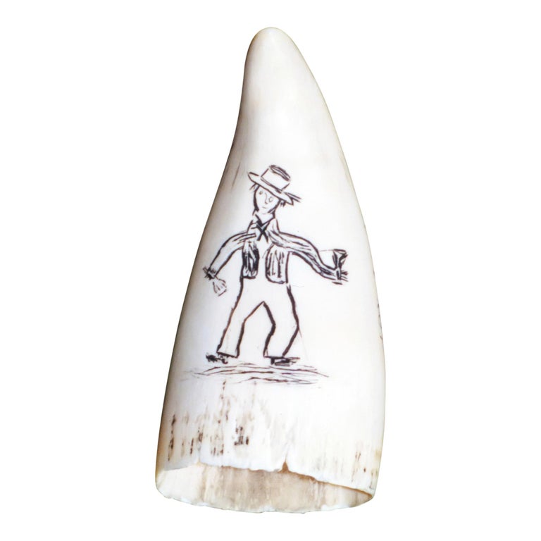 19th Century Irish Folk Art Whale Tooth For Sale at 1stDibs