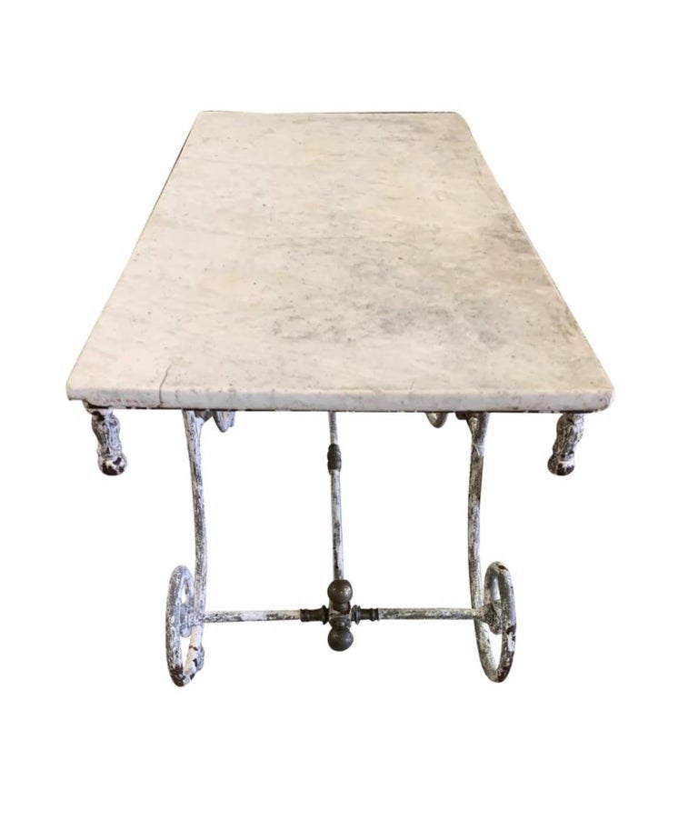 19th Century Iron and Marble Top French Pastry Table For Sale at 1stDibs