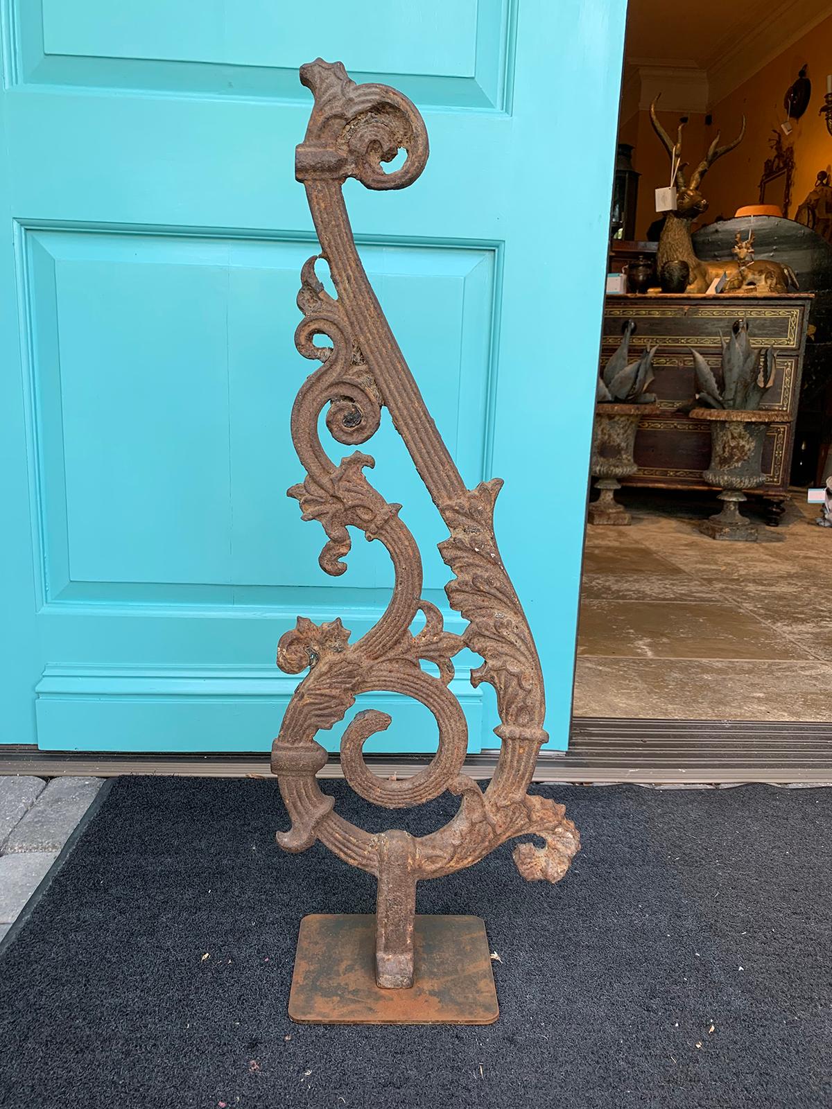 19th Century Iron Architectural Bracket on Custom Base For Sale at 1stDibs