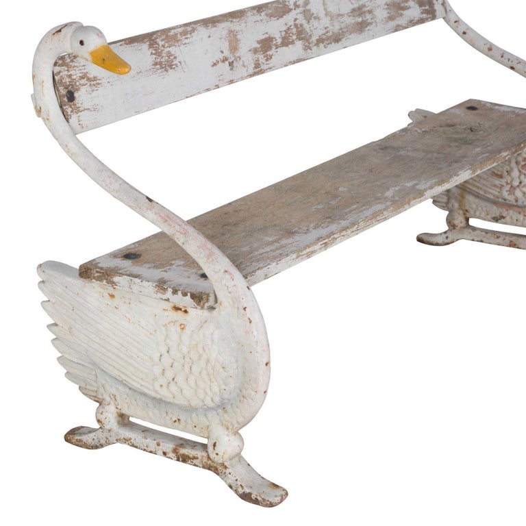 19th Century Iron Swan Garden Bench at 1stDibs | swan bench